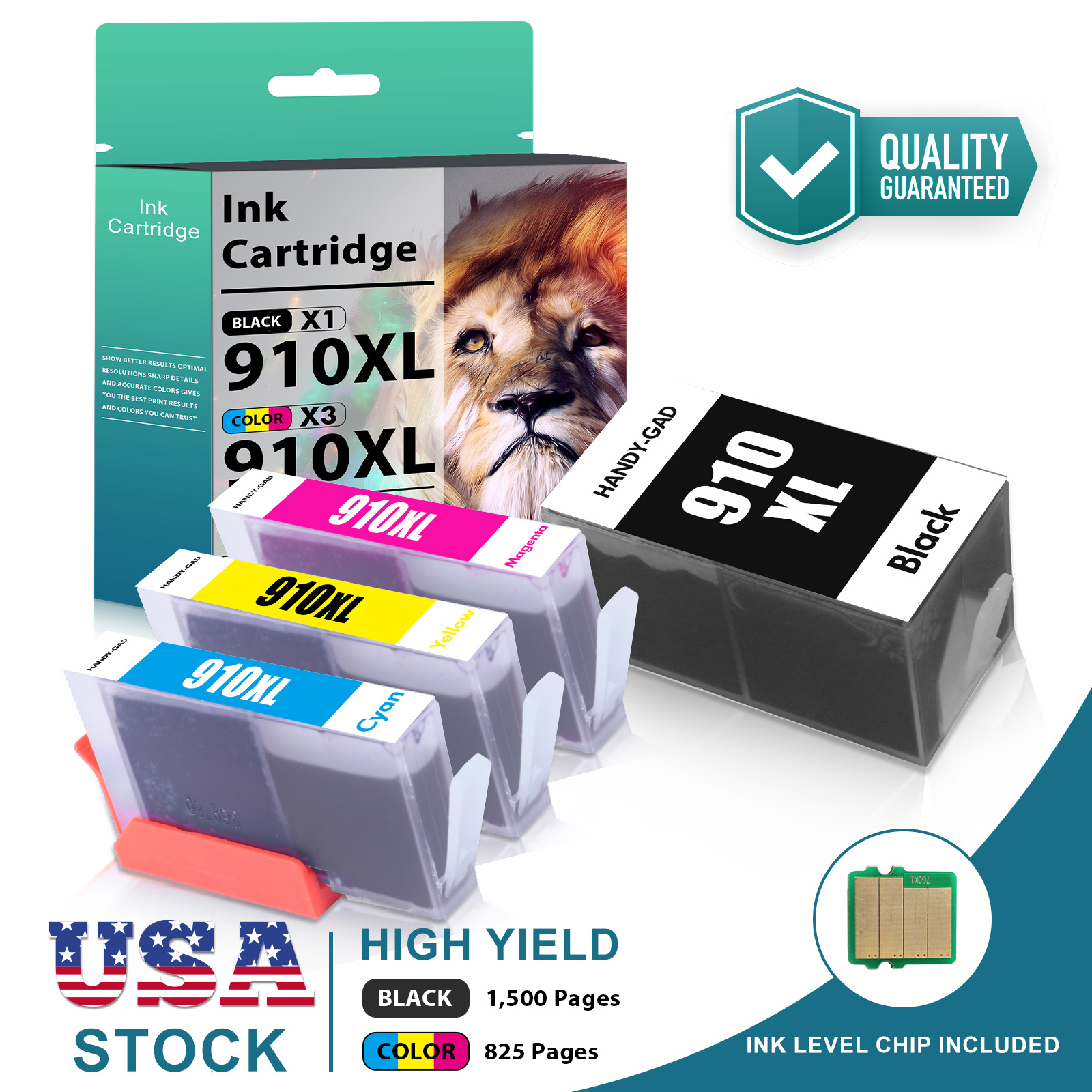 4 PK 910XL Ink Cartridge for HP OfficeJet Pro 8020 8025 8025e 8015 ...